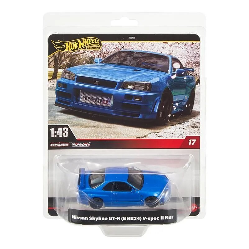 Машинка Mattel Hot Wheels 1/43 Nissan Skyline GT-R (BNR34) V-Spec II Nur