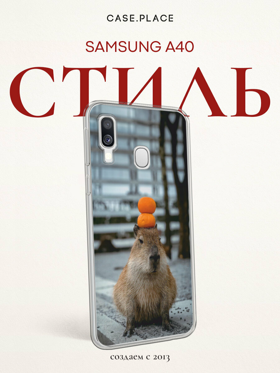 Чехол на Samsung Galaxy A40 / Самсунг A40 с принтом Капибара медитирует