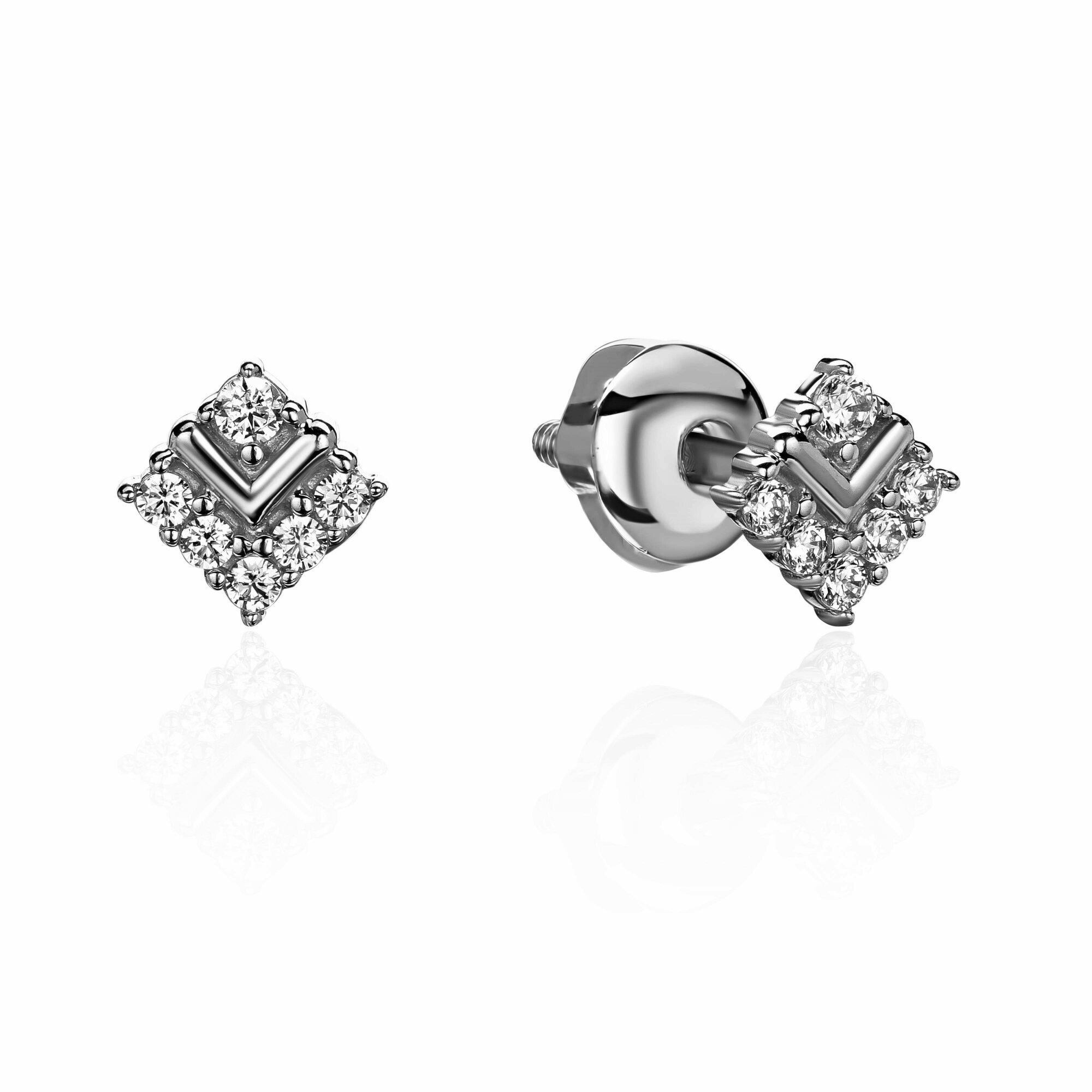 Серьги Эстет, платина, 585 проба, фианит