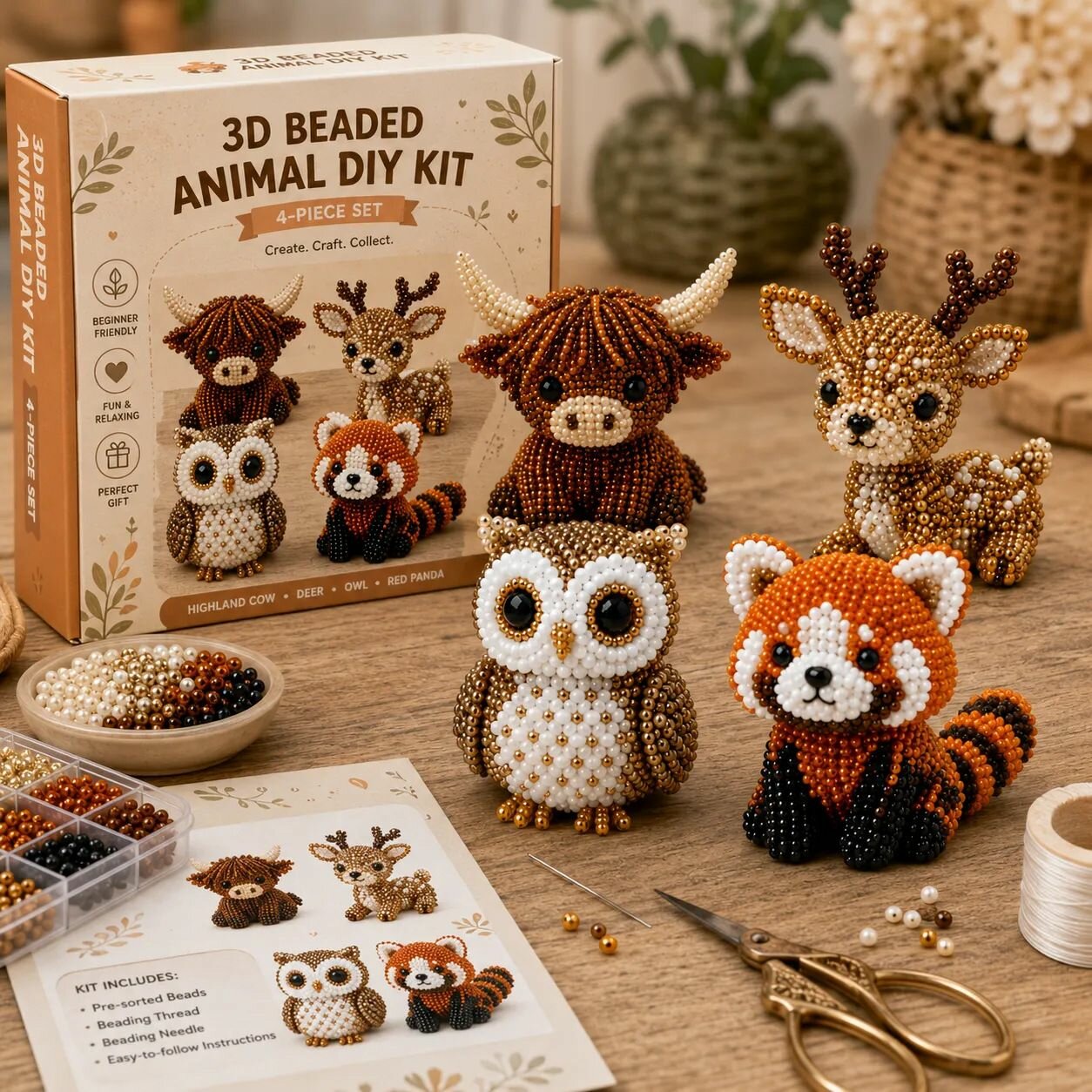 Набор для бисероплетения 3D животные, мини фигурки из бисера своими руками, творческий DIY набор для детей и взрослых