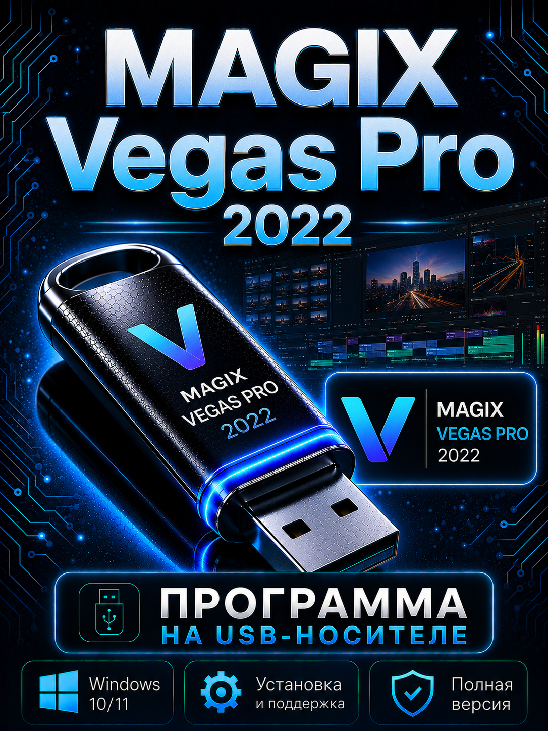 MAGIX Vegas Pro 2022 для Windows 10/11 | полная версия на USB-носителе | Моментальная доставка