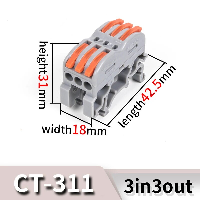 Клеммная колодка CT-211 311 511 для DIN-рейки 10 шт. CT311