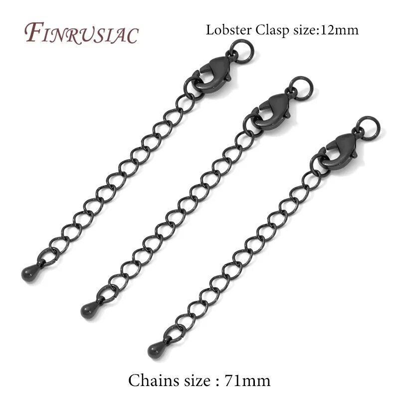Цепочки удлинители FINRUSIAC, 71 мм, замок 12 мм, Black Plated