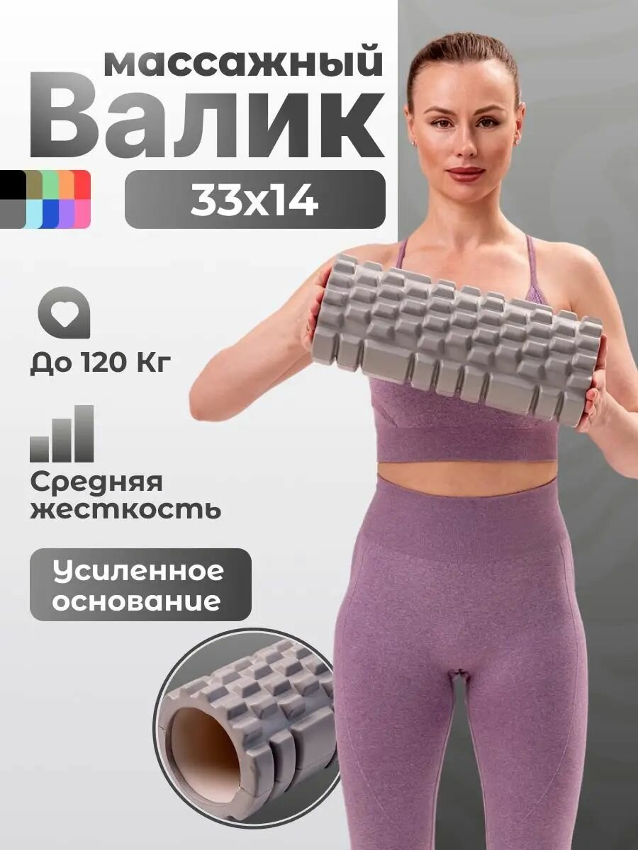Валик для спины / Shappa Fit / 33 см, усиленное основание, мфр ролл, ролик массажный-yl