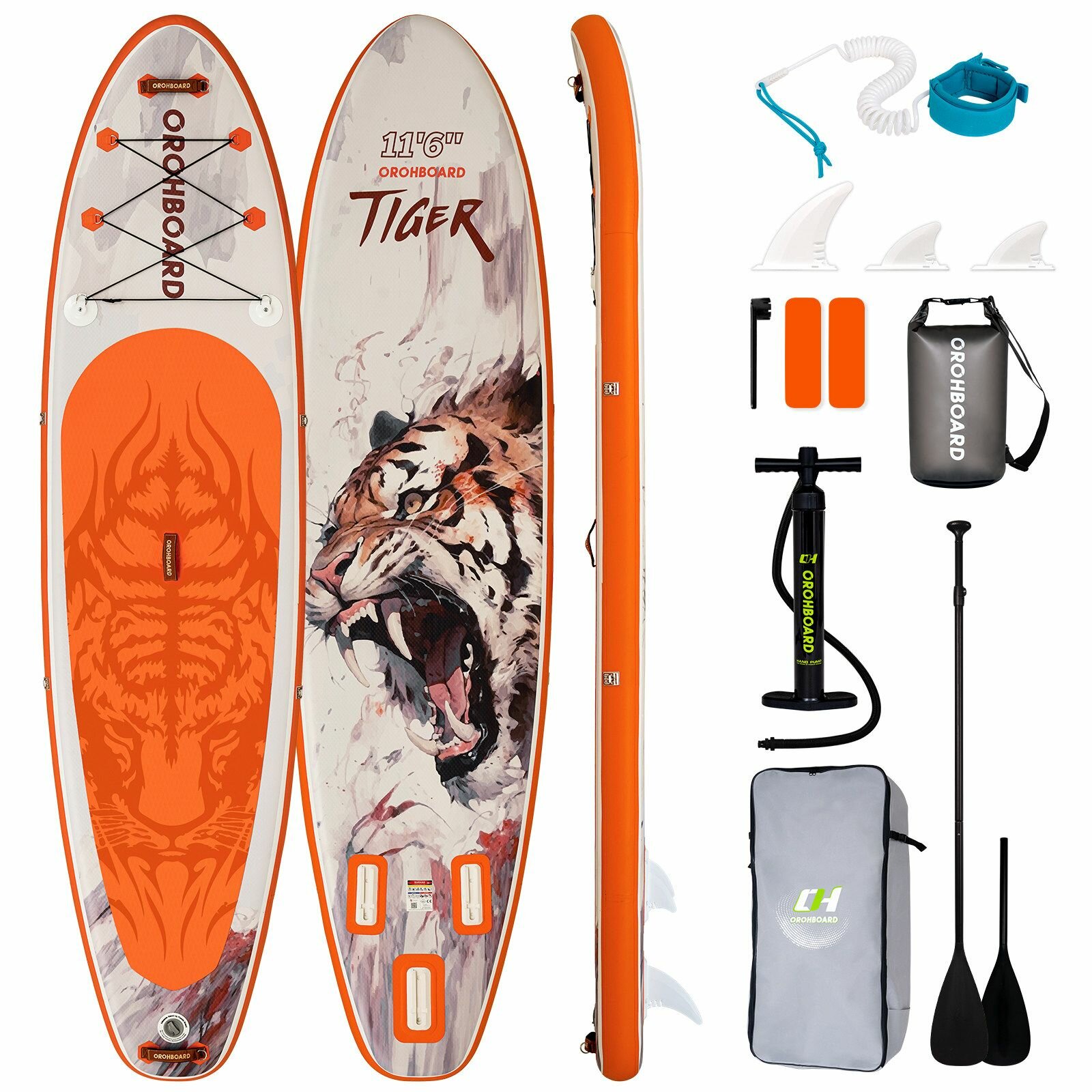 Надувная доска Funwater SUP 380 см для рыбалки и отдыха на воде