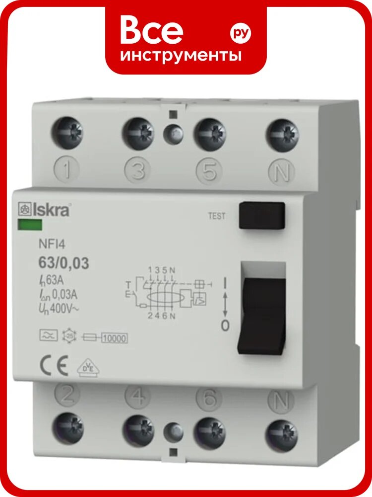 Устройство защитного отключения УЗО Mean Well Iskra NFI4-630,03 00237498