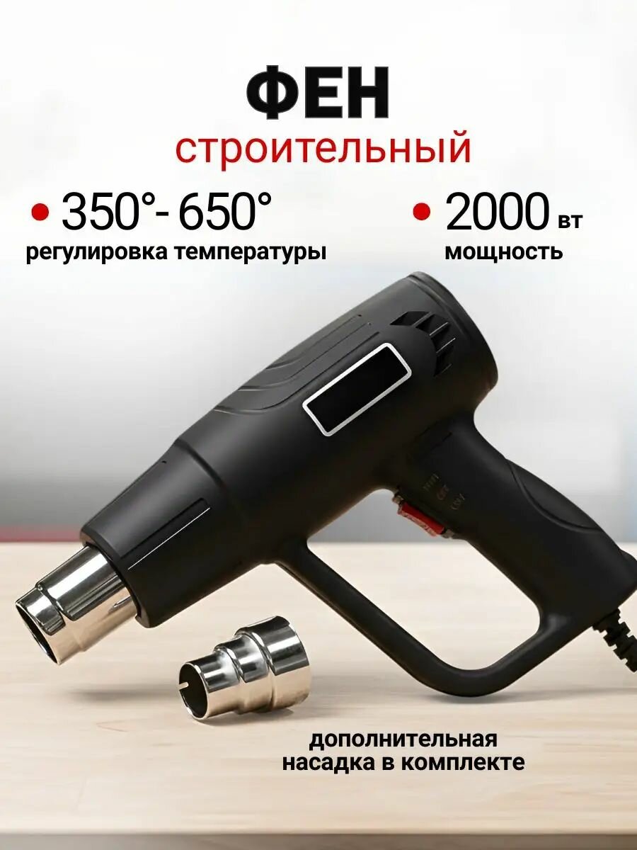 Строительный фен / технический фен 2000 Вт с регулировкой температуры и воздушного потока-xf