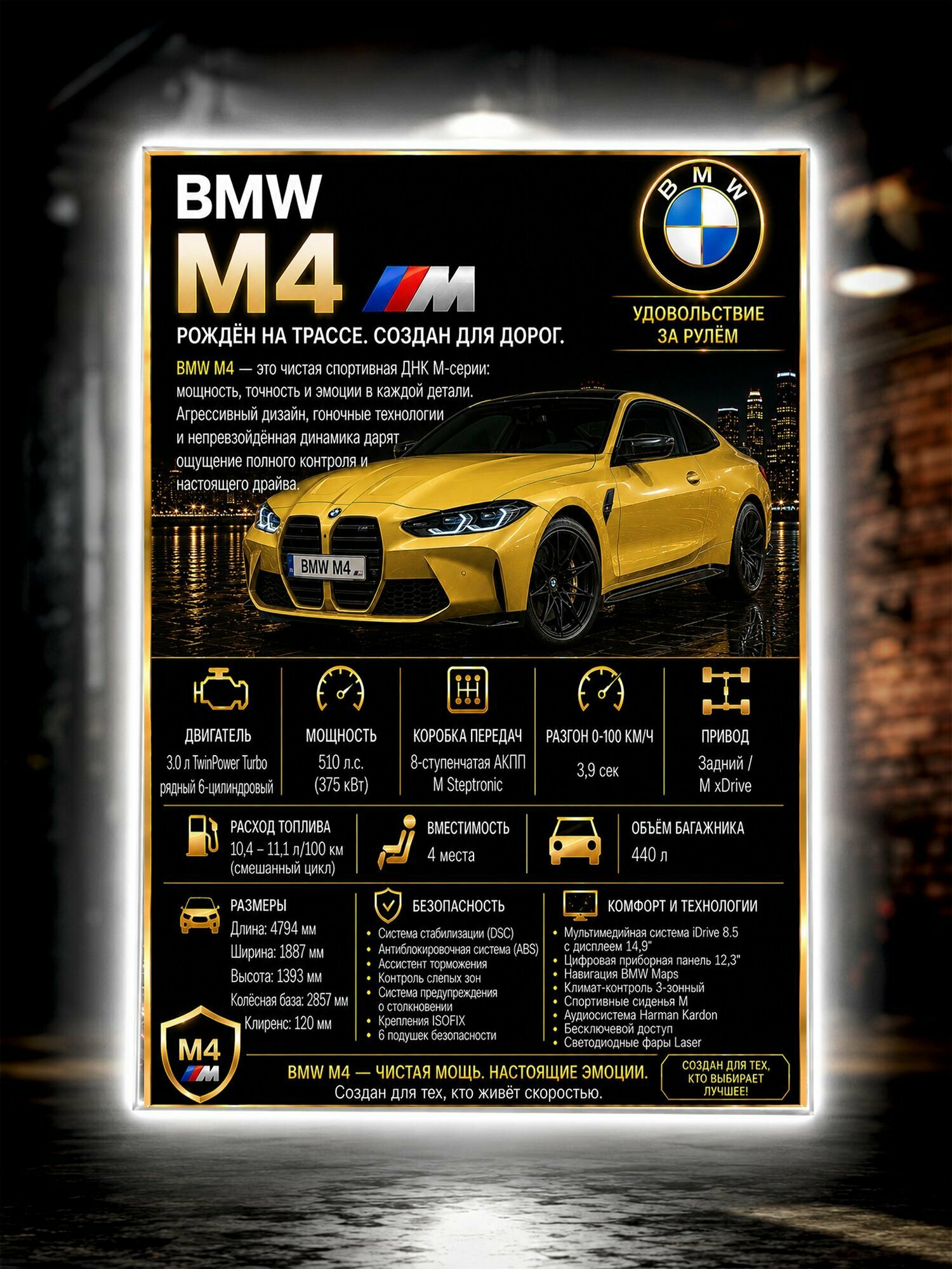 Постер+Рамка. A4 "BMW M4" — фото 1