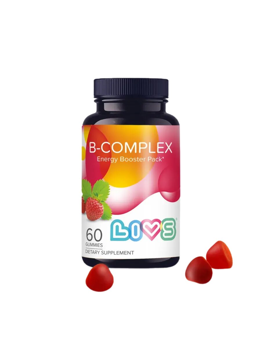 LIVS Комплекс Витаминов группы В плюс Витамин С / B-complex+Vitamin C со вкусом фруктов и ягод (клубника) мармелпдные пастилки массой 3 г 60 шт