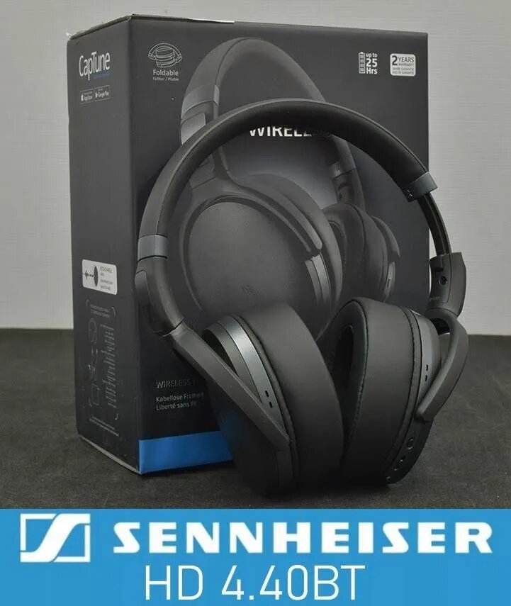 Sennheiser Наушники беспроводные с микрофоном Sennheiser HD 4.40BT, Bluetooth, microUSB, 3.5 мм, темно-серый, черный матовый