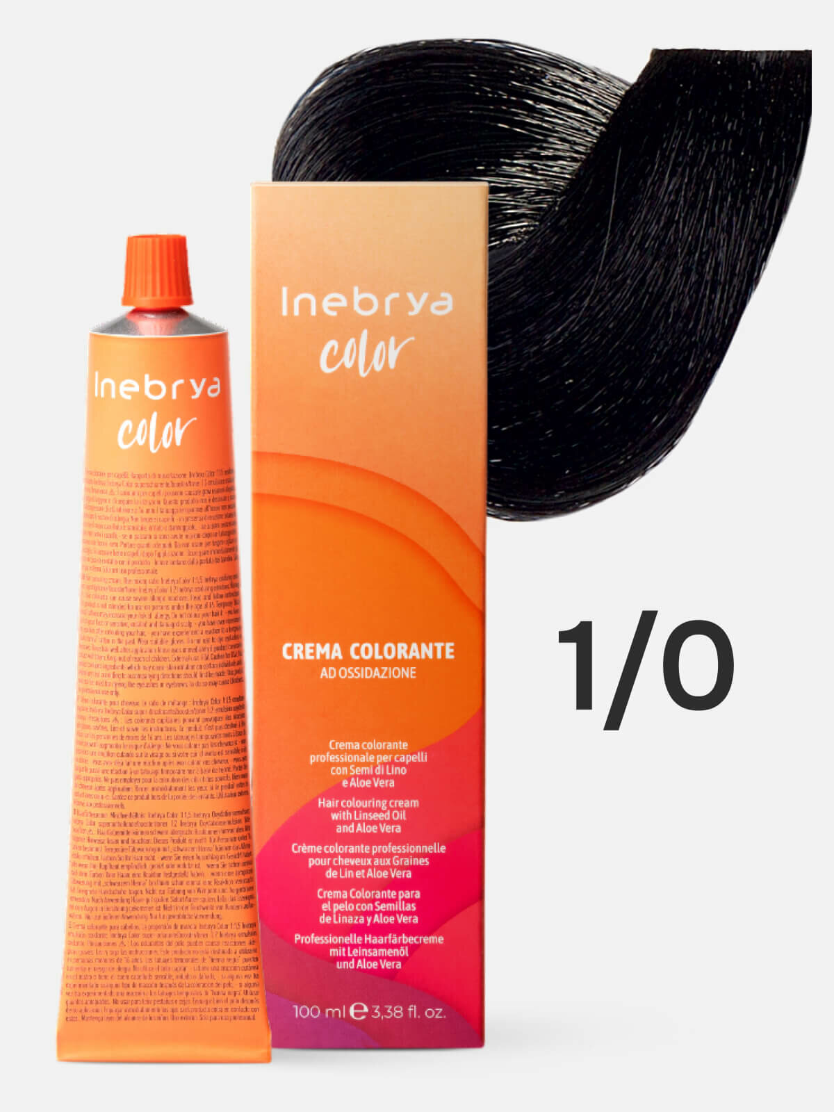 Крем - краска для волос профессиональная Inebrya Color Professional 1/0 Черный Натуральный, 100 мл