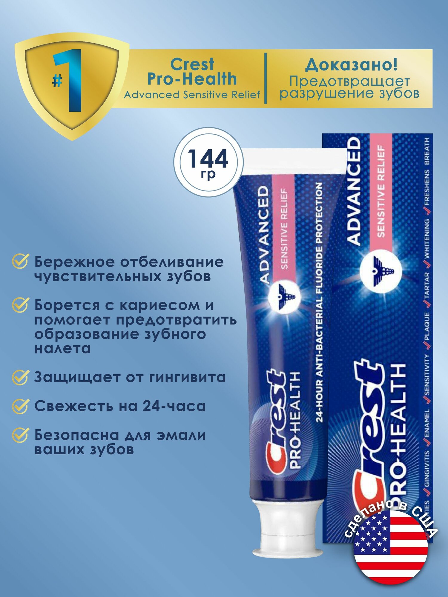 Зубная паста Crest Pro-Health Sensitive Relief 144гр