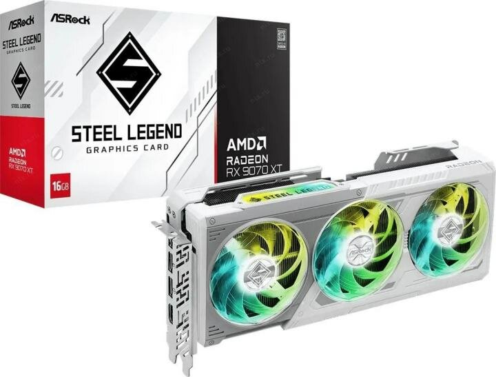 Видеокарта Asrock PCI-E 5.0 RX9070XT SL 16G AMD Radeon RX 9070XT 16Gb 256bit GDDR6 2400/20000 HDMIx1 DPx3 HDCP Ret