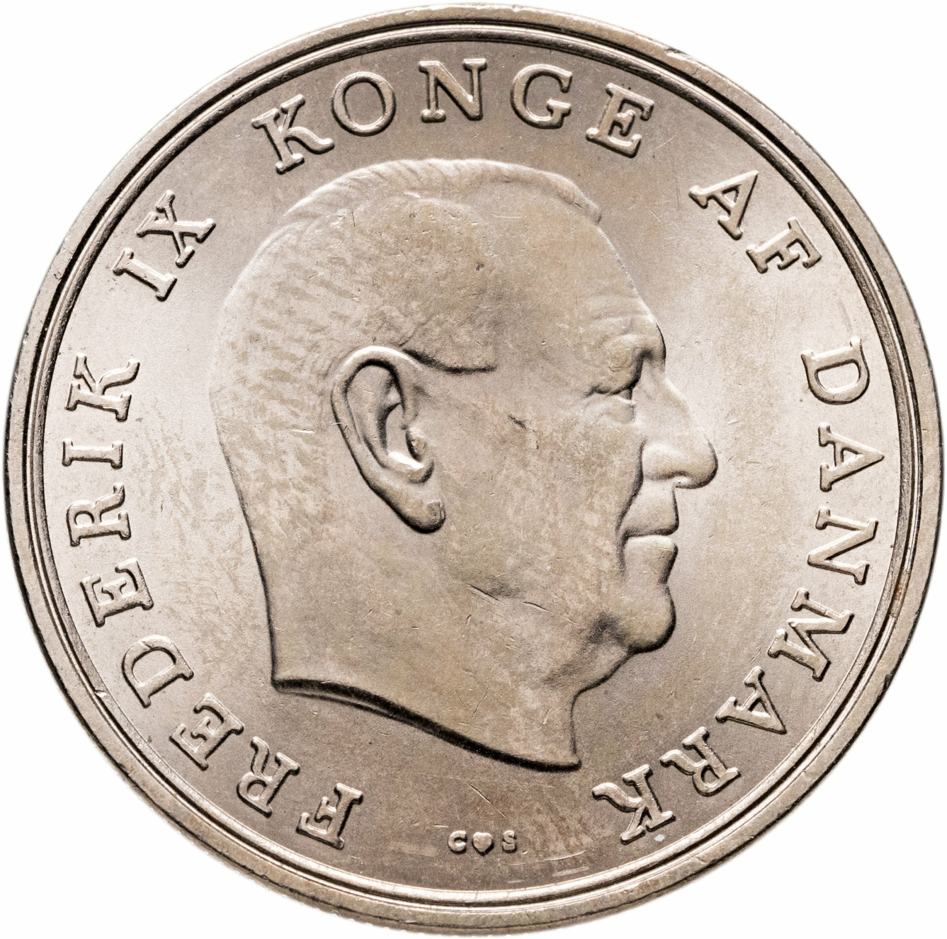 Дания 5 крон kroner 1968, Мельхиор медь-никель, в сохранности AU-UNC