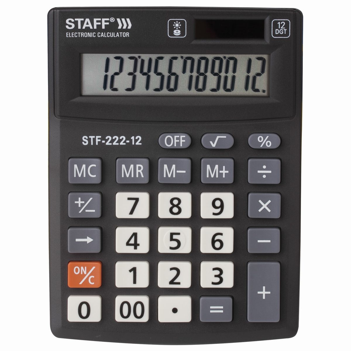 Калькулятор настольный Staff Plus STF-222, 12-разрядный, черный (250420), 40шт.