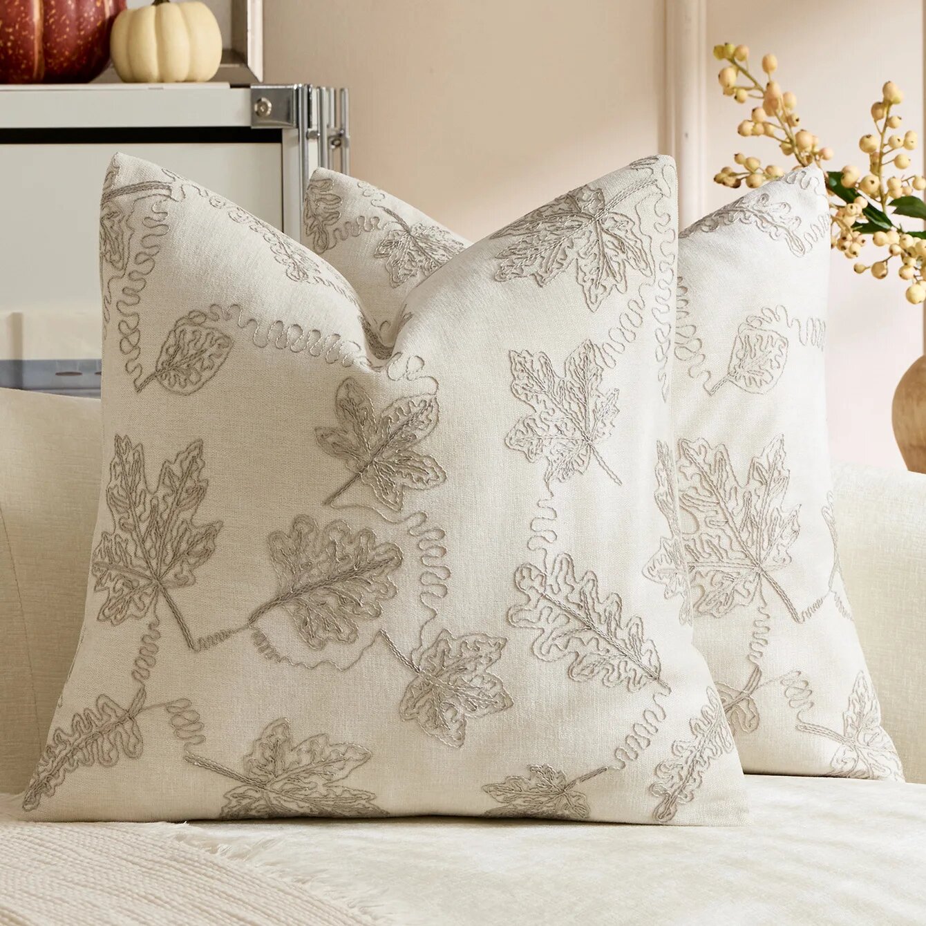 Декоративные чехлы для подушек efundeal Chenille вышивка осень G 45x45cm 1pc