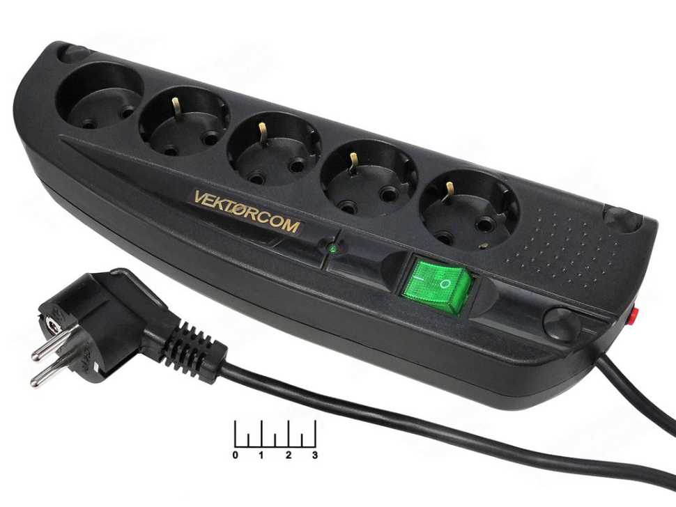 Сетевой фильтр 4+1/1.8м Vektor-Com (max-10A) (белый)