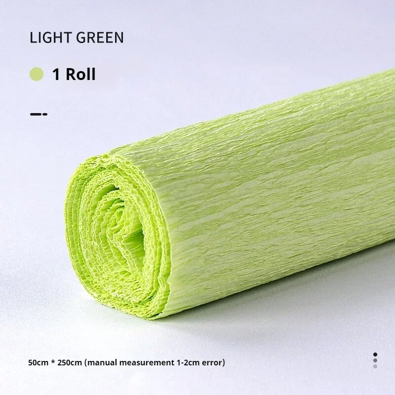Цветная гофрированная бумага Borrence 20 цветов 25х250 см Зеленый, 1 roll light green