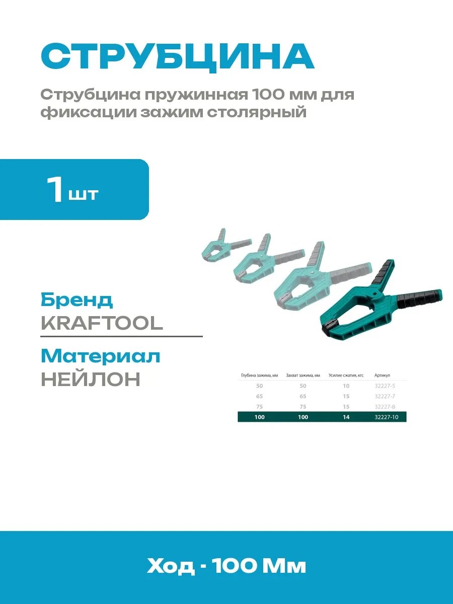 Зажим пружинный 100 мм полукруглые губки струбцина столярная