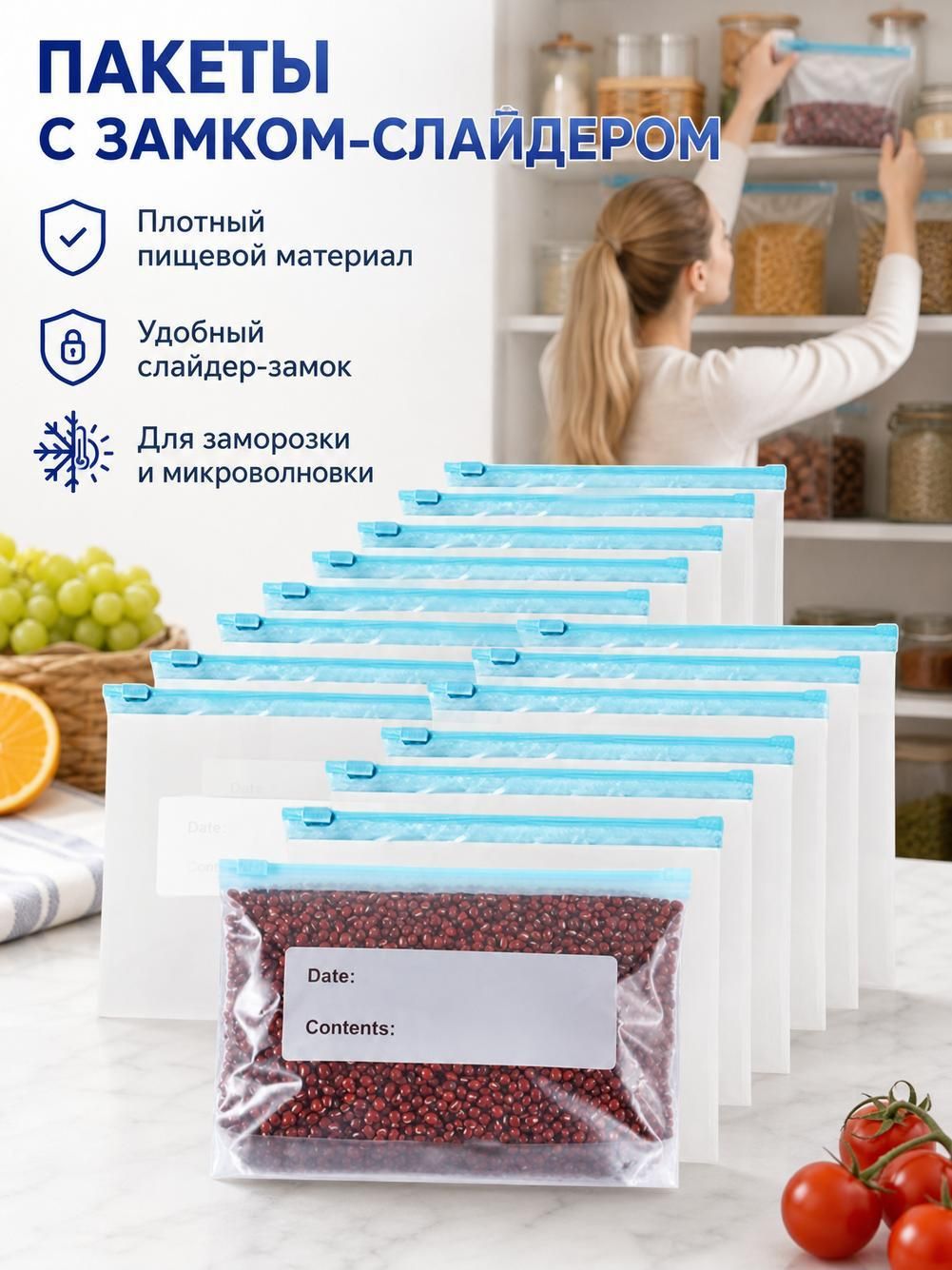 Пакеты для заморозки , 20 шт