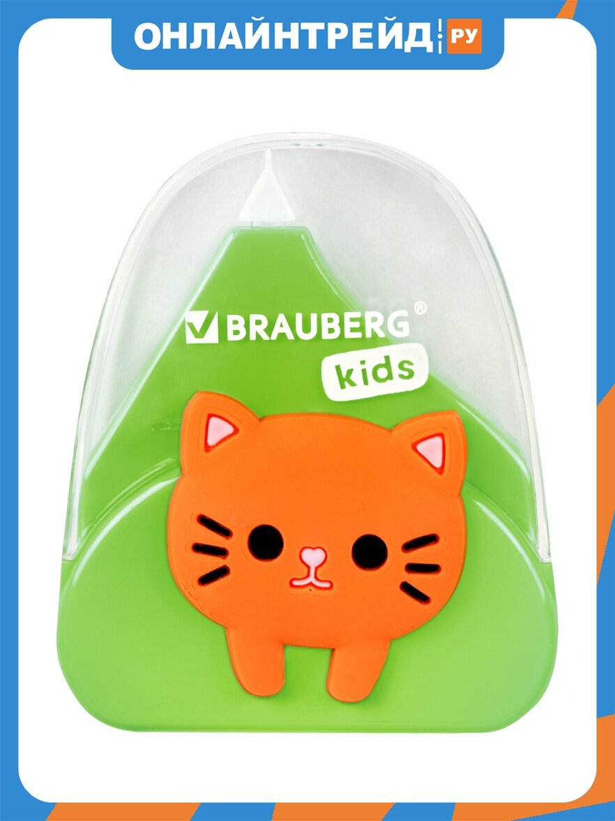 Корректирующая лента Brauberg KIDS "Котенок", 5 мм х 6 м, корпус ассорти, блистер, 272494