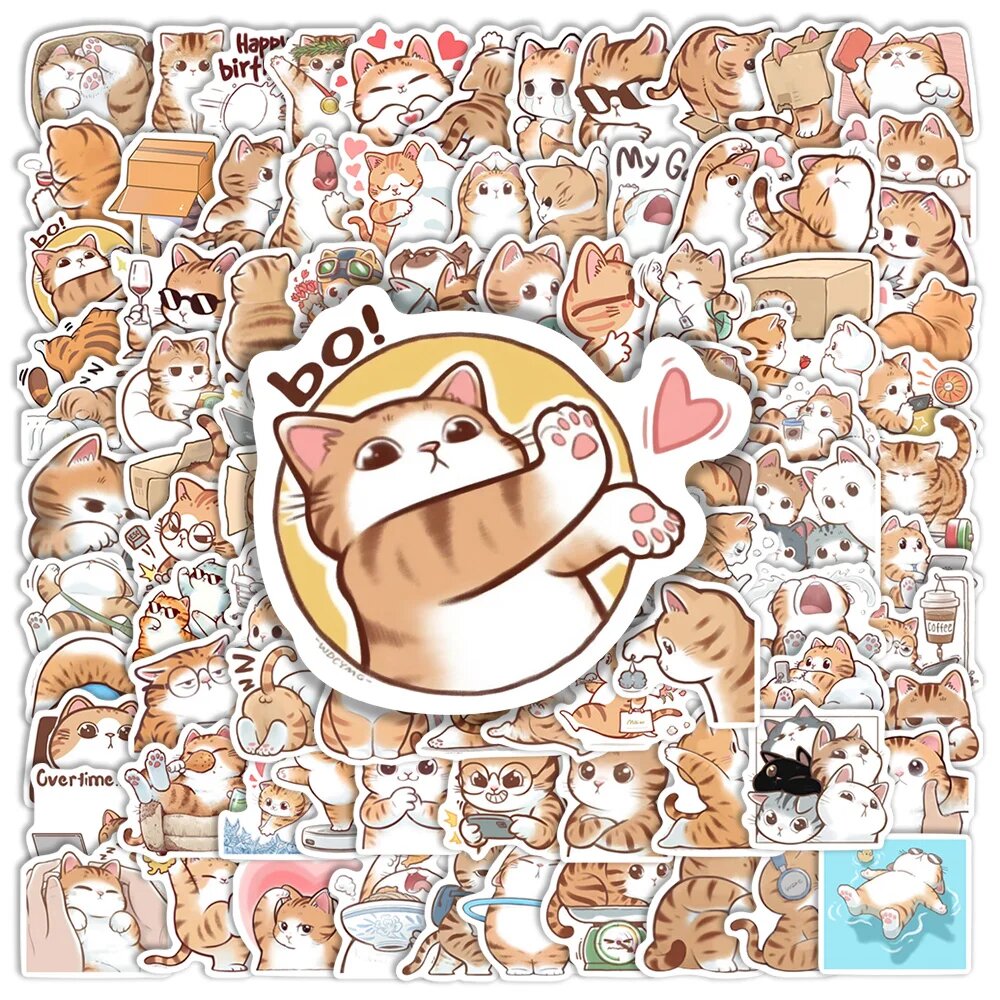 Набор виниловых наклеек с котами 100 шт. 100Pcs