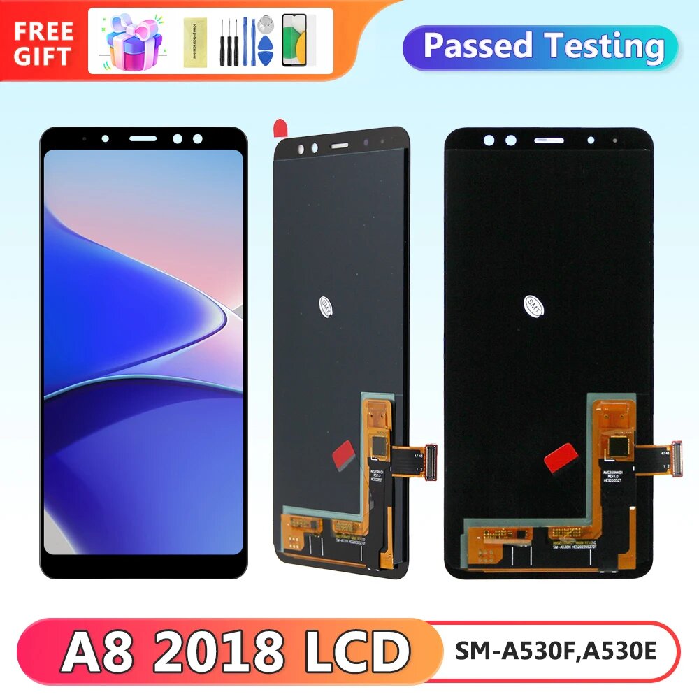 Экран AMOLED A530, для Samsung Galaxy A8 2018 A530 A530F A530K, замена цифрового AMOLED With Frame