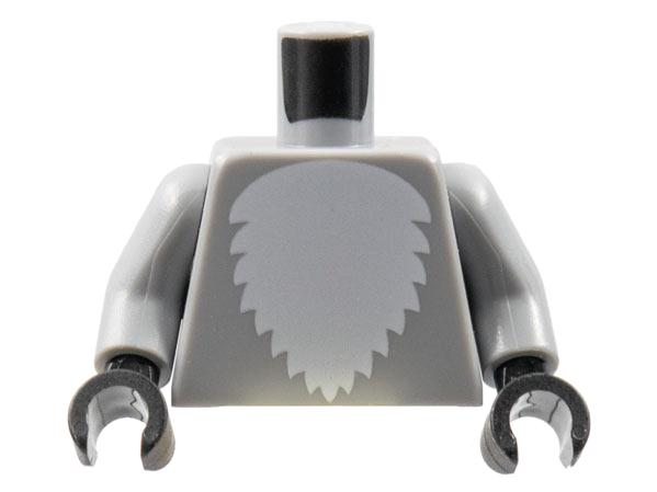 Деталь Lego 973pb3649c02 Torso with White Fur Pattern / Light Bluish Gray Arms / Black Hands