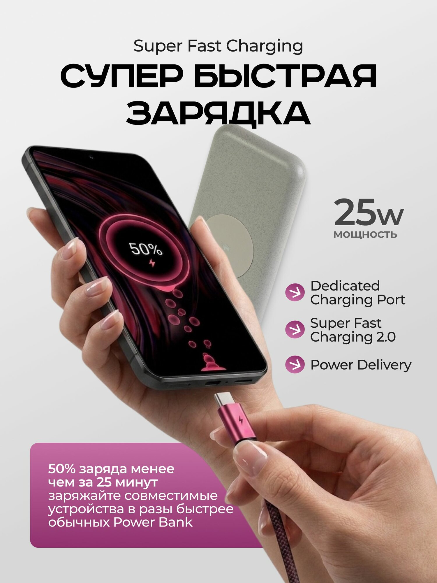 Внешний аккумулятор / Беспроводной повербанк Samsung EB-U2510 10000 мАч бежевый