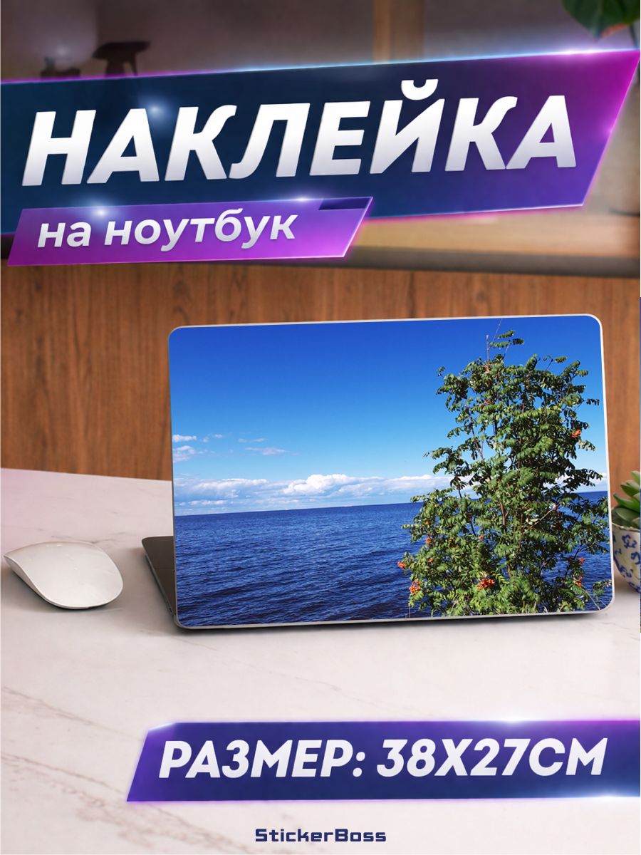 Наклейка на ноутбук Водная гладь просторы 38х27 см