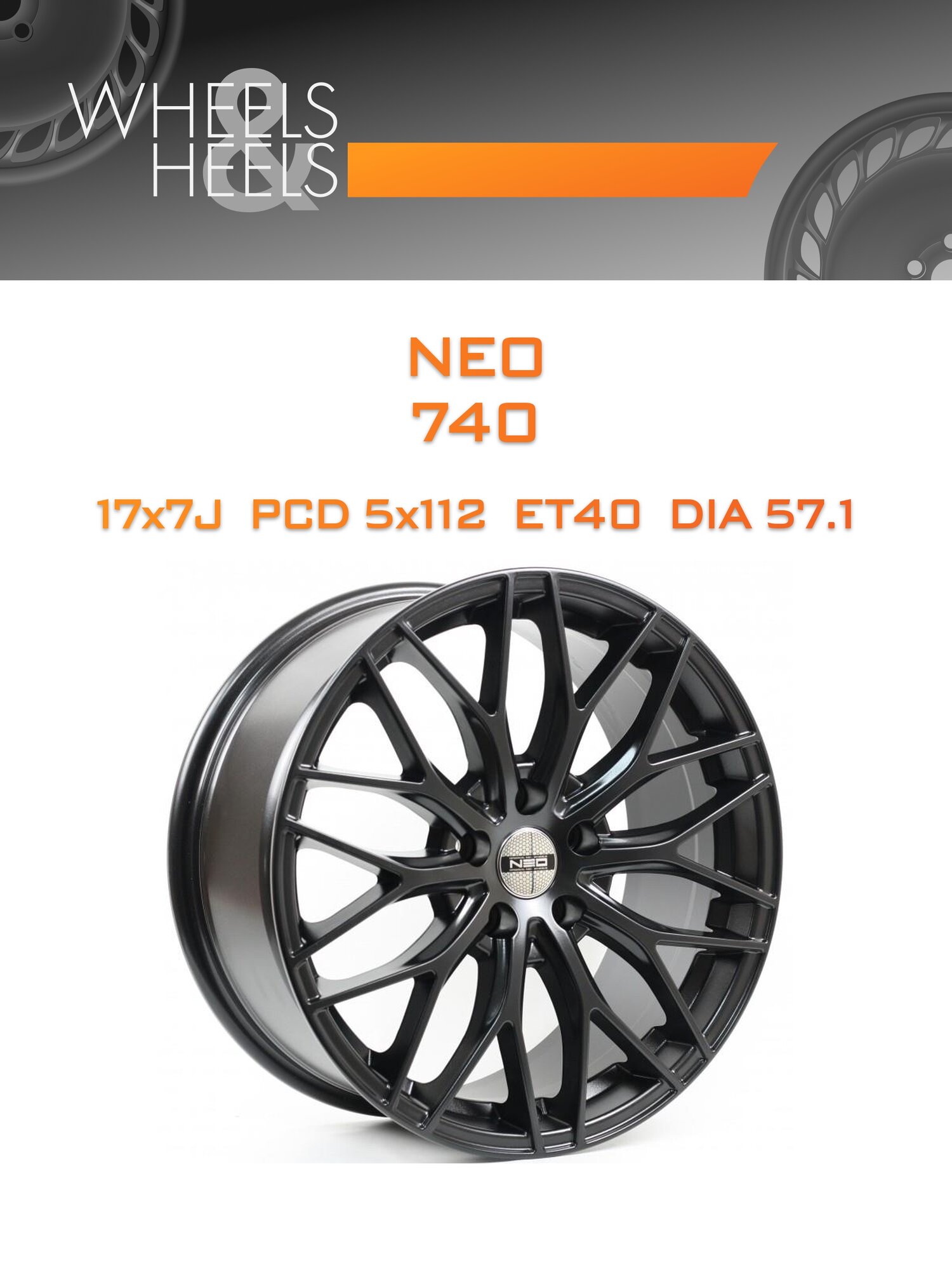 Диск автомобильный литой NEO 740 17x7 5x112 et40 dia57.1 Чёрный матовый