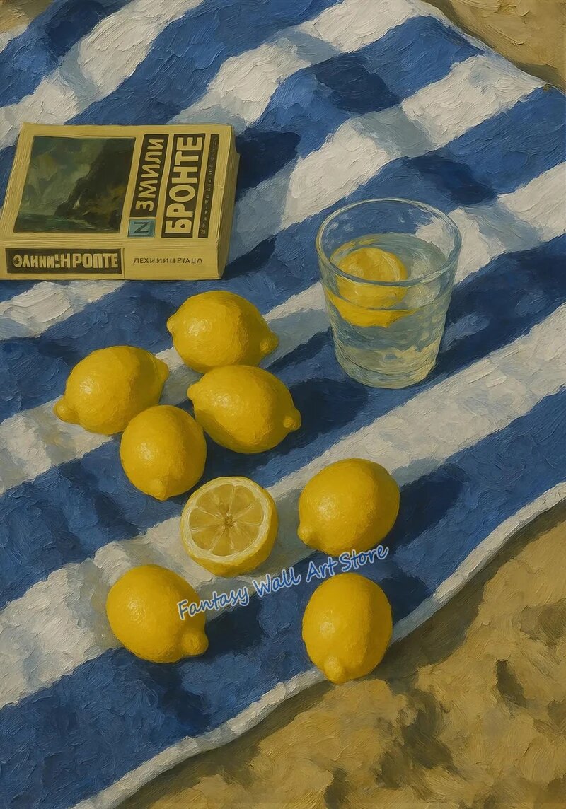 Средиземноморский абстрактный постер на холсте Желтый, 8, 30X42cm Unframed