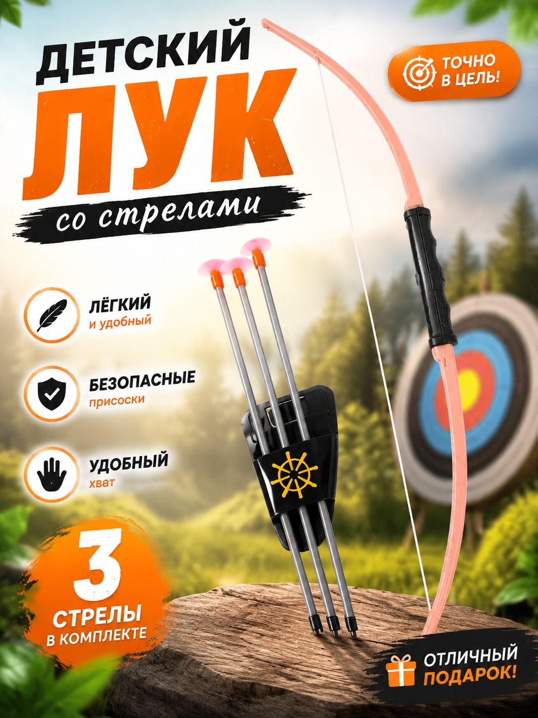 Игрушечное оружие для ролевых игр, Лук игрушечный "Хитрый индеец", игровой аксессуар для детских сюжетных игр, для