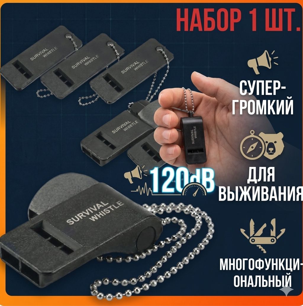 Свисток спасательный сверхтонкий, высокочастотный сигнальный свисток для выживания и туризма