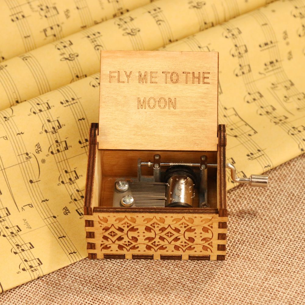 Музыкальная шкатулка ручной работы из берёзовой фанеры, мелодия Fly Me to the Moon