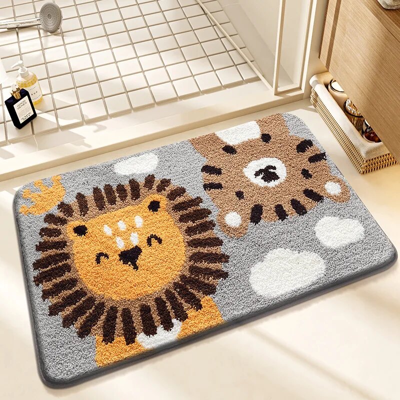 Тафтинговый коврик с мультяшными животными Коричневый, 50x80cm, Two Lions