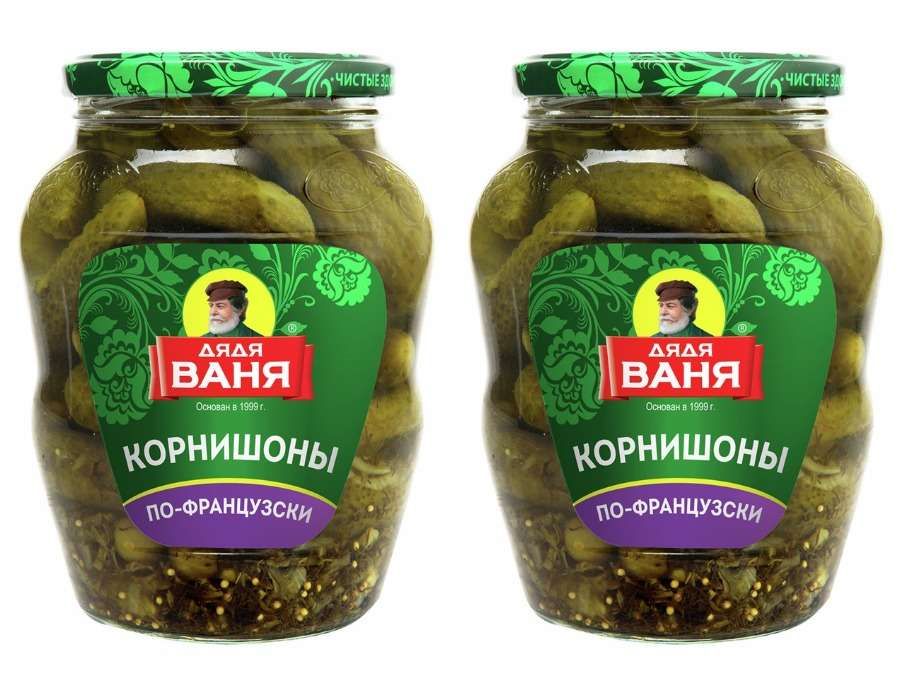 Дядя Ваня Огурцы корнишоны по-французски консервираванные, 680 г, 2 шт