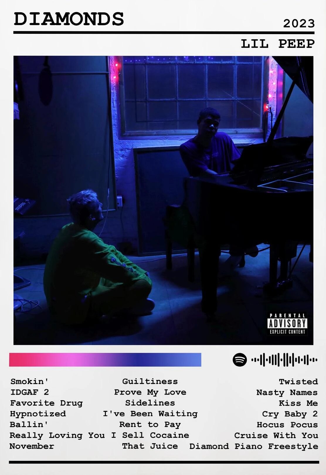 Печать на холсте Lil Peep, 20x30см, Фиолетовый