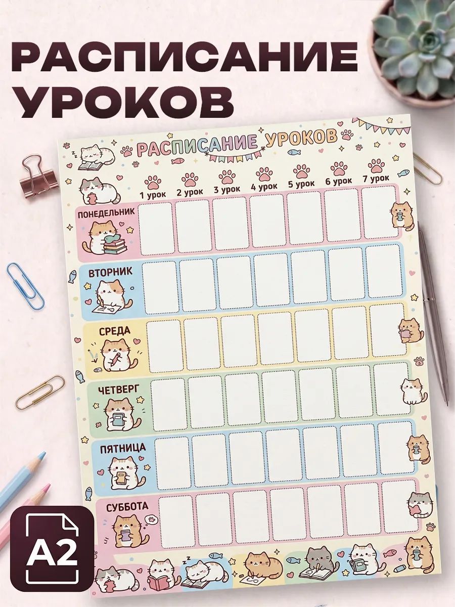 Расписание уроков для девочек котики
