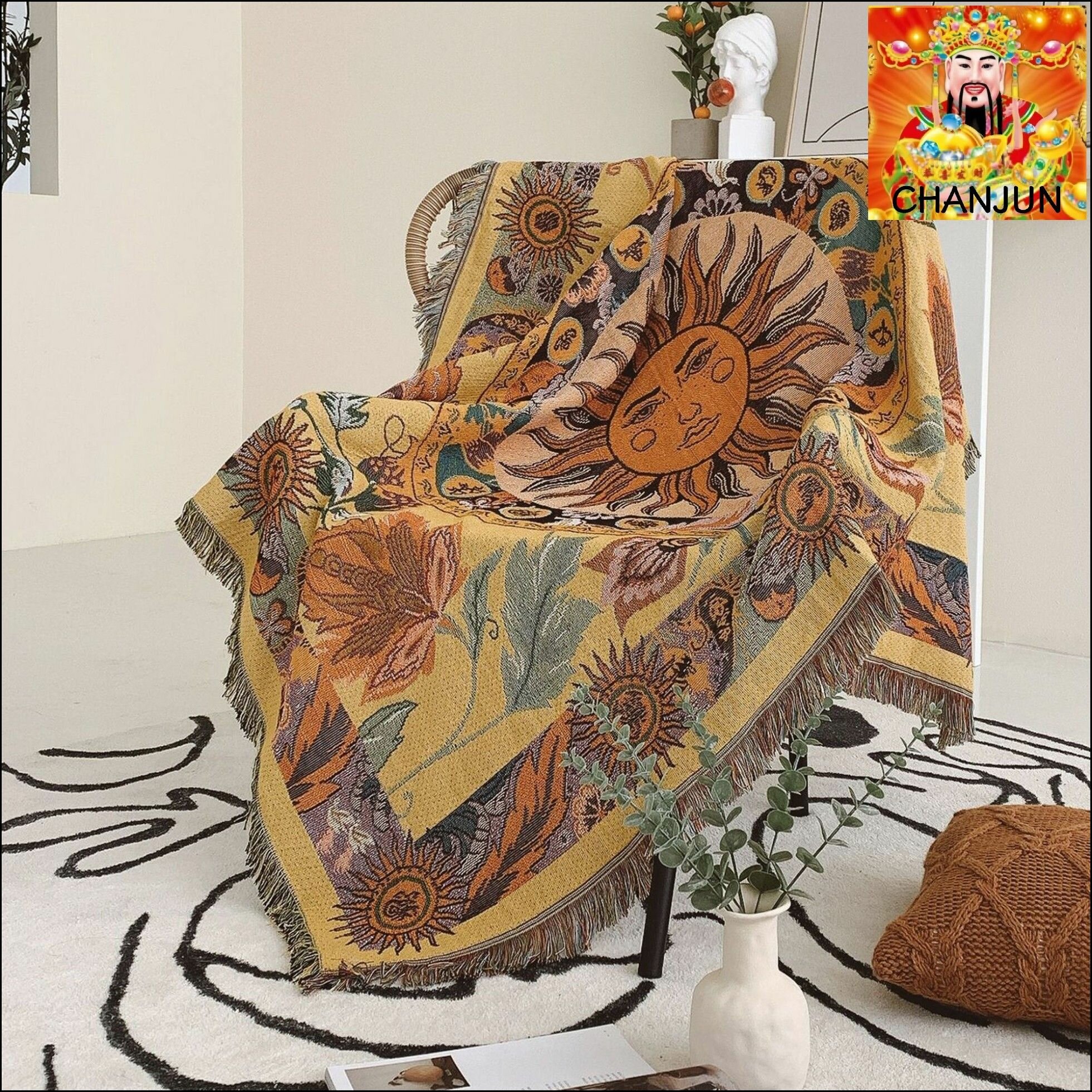 Плед 130x160 см микрофибра вязаный, пончо этнический белый