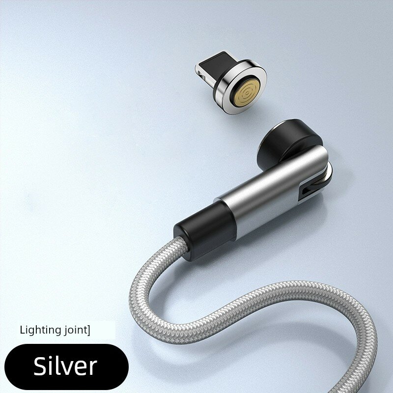 1м Серебристый Магнитный Зарядный Кабель с Разъемом Apple Lightning, Поддержка 100Вт Быстрой Зарядки