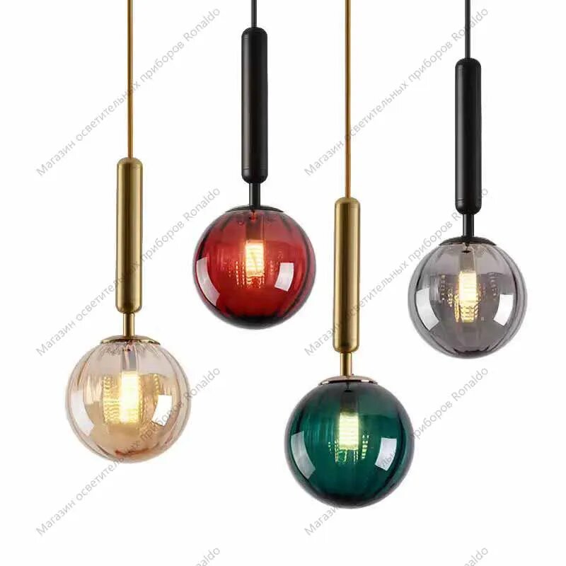 Ronaldo lighting Люстра E27 12Вт Золотистый/темно-зеленый Подвесная Стеклянный плафон 35x15см — фото 1