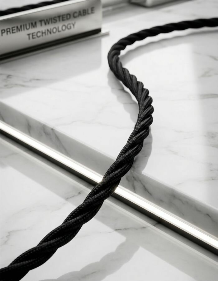 Витой ретро провод 3х1,5 ГОСТ, цвет черный, 5м