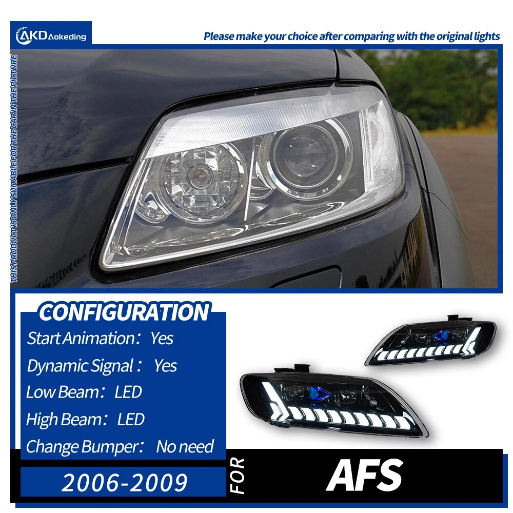 Фара AKD для AUDI Q7 LED-фара 2006-2015 Фары Q7 Дневной ходовой огонь Сигнал поворота Дальний свет Ангельское окошко Проекторная линза