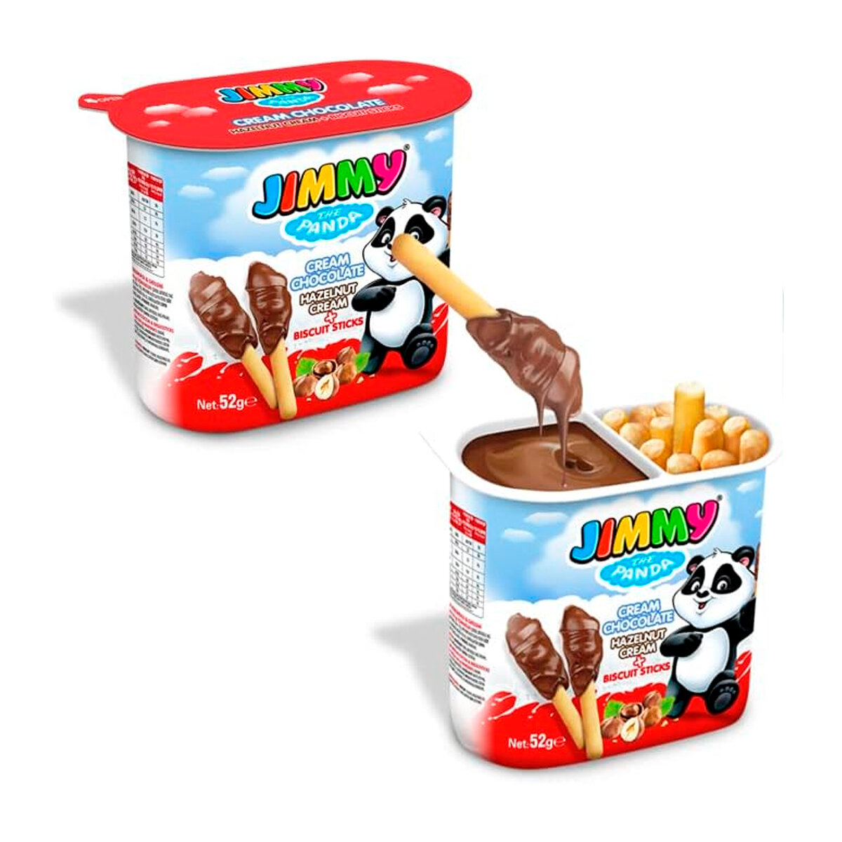 Палочки бисквитные Jimmy The Panda с ореховой пастой / Джимми Панда (Турция), 2 шт. по 52 грамма