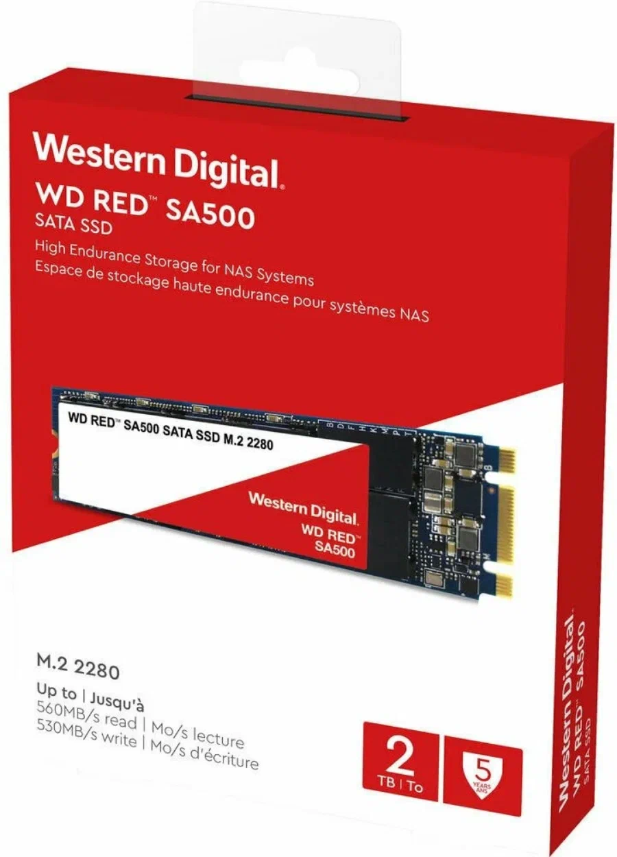 Western Digital Твердотельный накопитель SSD WD RED 2ТБ M2.2280 WDS200T1R0B