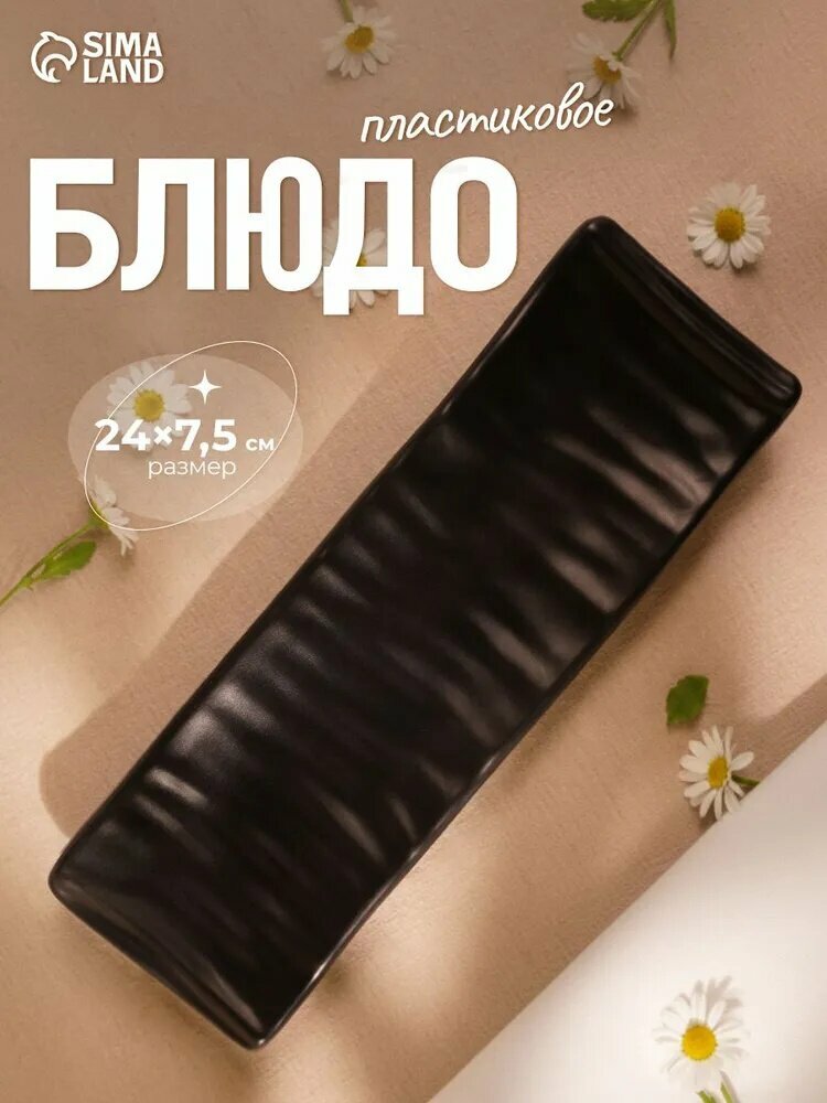 Блюдо сервировочное для подачи "Чёрный Восток", размер 24х7,5 см, пластик