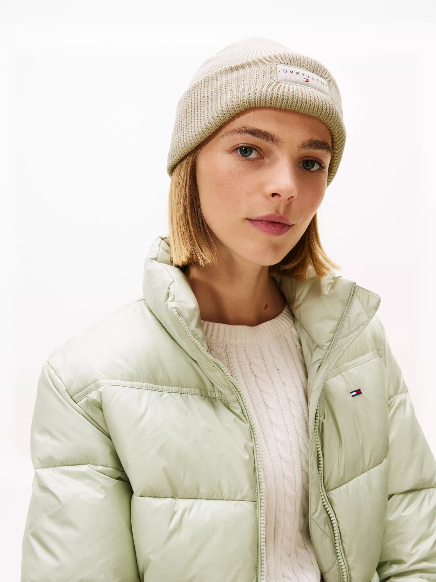 Шапка-бини TOMMY HILFIGER для женщин, размер OS, бежевый — фото 1