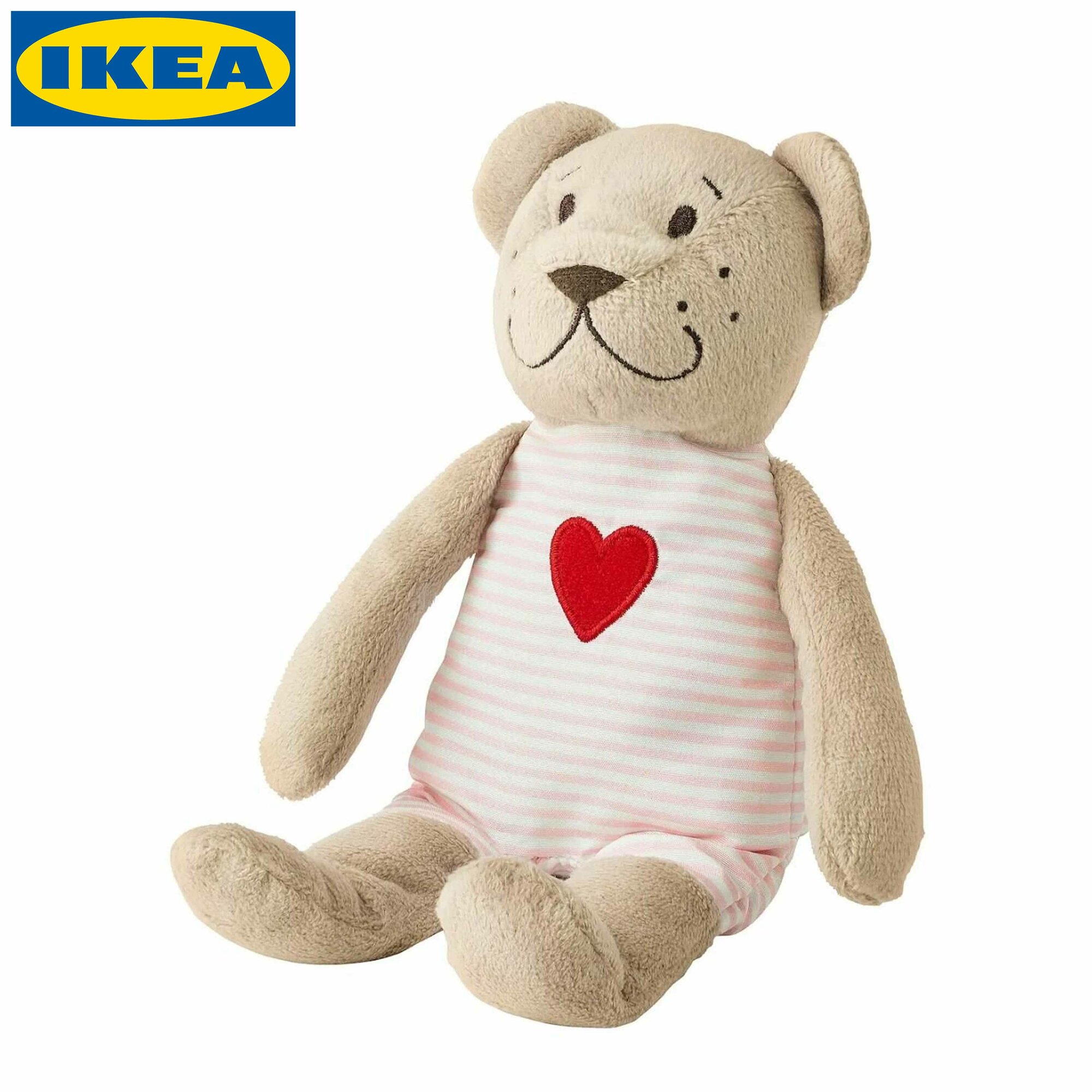 Мягкая игрушка IKEA FABLER BJORN, плюшевый мишка, ширина 10 см, длина 22 см, розовой одеждой