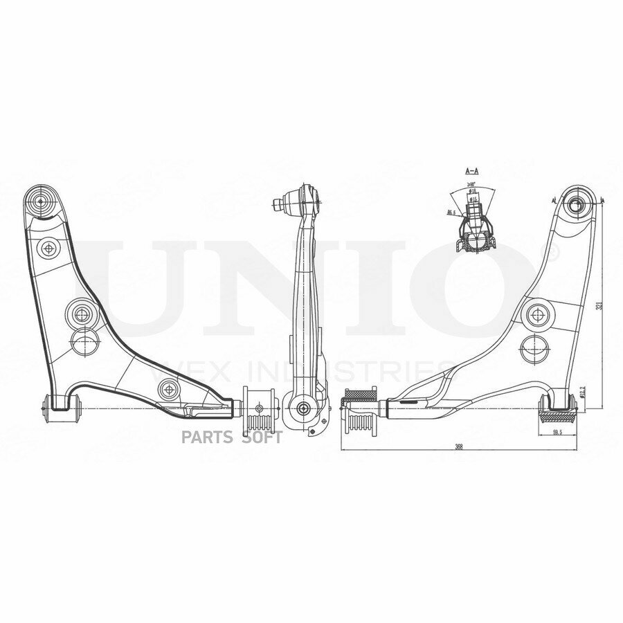 Рычаг передней подвески левый нижний UNIO SSP40151 Mitsubishi Carisma 99-, Space Star 01-